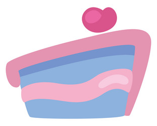 Slice of pink cake on a white background Vector Image