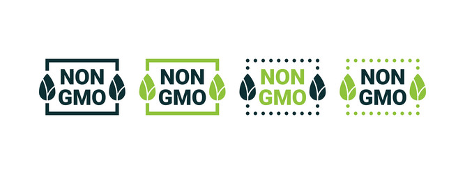 Non gmo food symbols emblems natural Royalty Free Vector