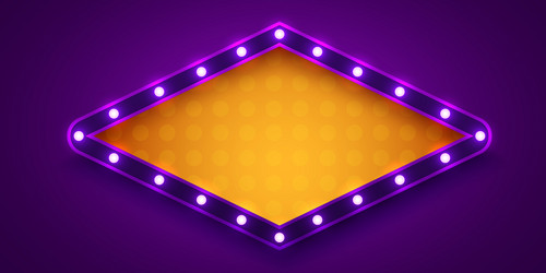 Retro light sign signboard with lamps border Vector Image