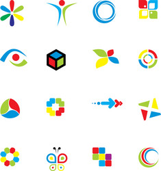 Logo and icons glossy set Royalty Free Vector Image