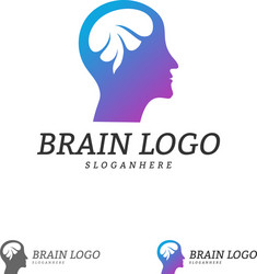 Brain head logo template man people symbols Vector Image