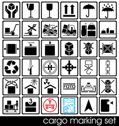 Cargo handling marking symbols in frame set Vector Image