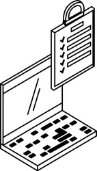 Laptop computer with document checklist Royalty Free Vector