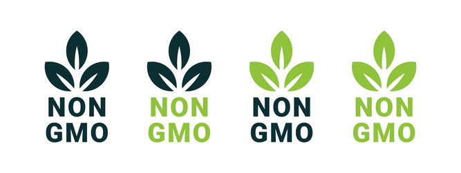 Non gmo symbols free product emblems natural Vector Image