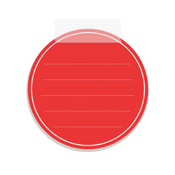 Round red sticky post note template taped office Vector Image