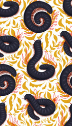 Dark seamless pattern with scary centipedes Vector Image