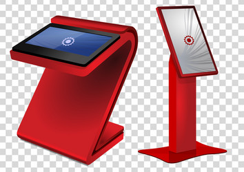 Two red promotional interactive information kiosk Vector Image