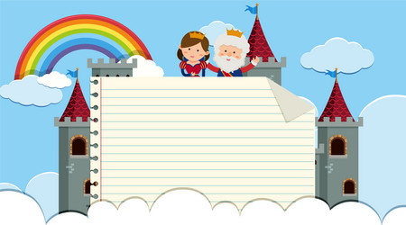 Border template with king and queen in castle Vector Image