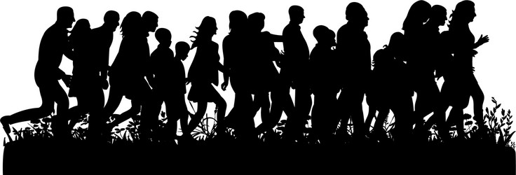 Silhouette a running crowd people Royalty Free Vector Image