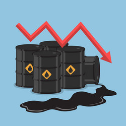 Isometric oil barrels with falling graph Vector Image