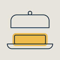 Butter in dish with open lid icon dairy Royalty Free Vector