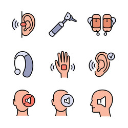 Hearing aid icons set volume booster for ears Vector Image