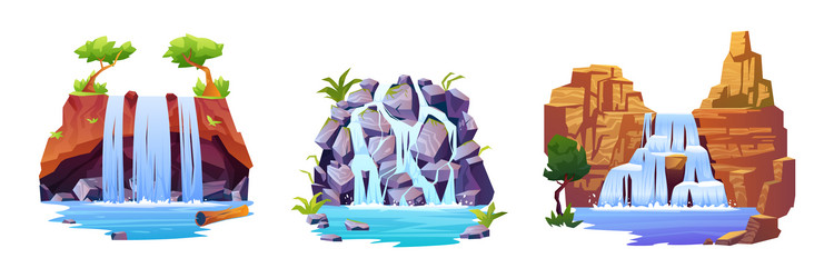 Beautiful waterfall with swimming pool Royalty Free Vector