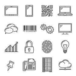 Set linear device icons outline devices Royalty Free Vector