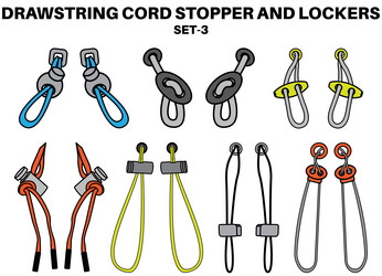 Drawstring cord flat sketch set of draw string Vector Image