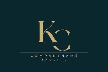 Elegant calligraphy of cursive kc logo Royalty Free Vector