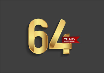 64 years anniversary celebration number text Vector Image