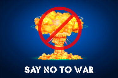 Atom bomb nuclear explosion with stop sign Vector Image