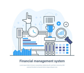 Treasury management system functions blue circle Vector Image