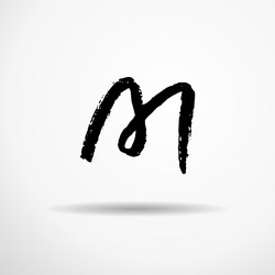 Letter m handwritten by dry brush rough strokes Vector Image