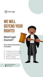 We will defend your rights portrait template Vector Image
