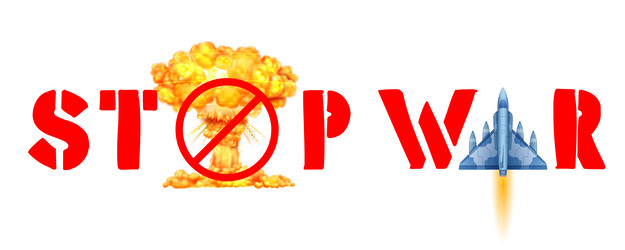 Atom bomb nuclear explosion with stop sign Vector Image