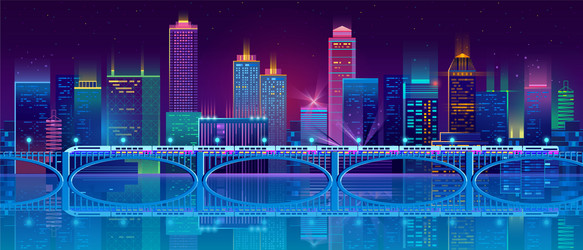 Concept background with night city Royalty Free Vector Image