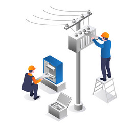 Two men stacking boxes Royalty Free Vector Image