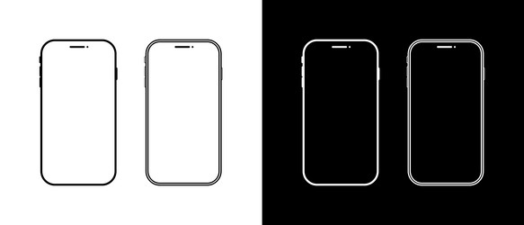 Outline mobile phone icons simple cellphone Vector Image