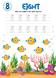 Writing practices number 8 with flies Royalty Free Vector