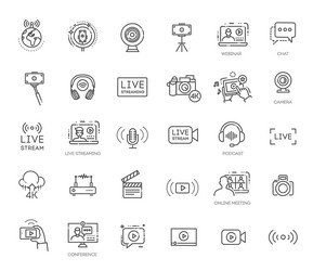 Stream icons set outline Royalty Free Vector Image
