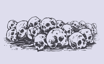 Pile of human skulls drawing Royalty Free Vector Image