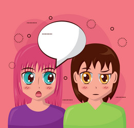 Anime girls talking Royalty Free Vector Image - VectorStock