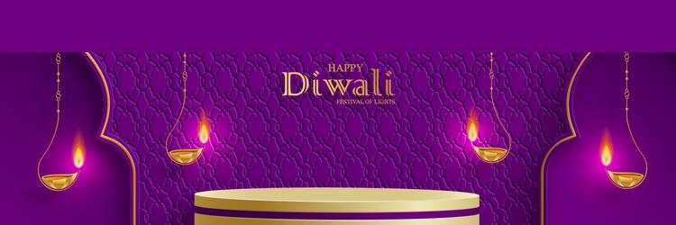 Diwali or deepavali 3d podium round stage style Vector Image