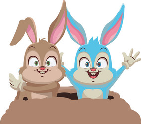 Rabbits couple cartoon Royalty Free Vector Image