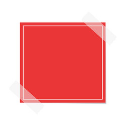 Square red sticky post note template taped office Vector Image