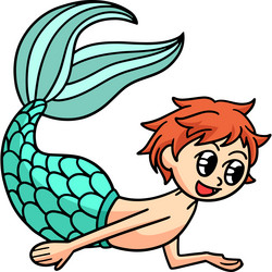 Merman king with trident cartoon colored clipart Vector Image