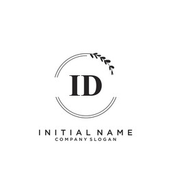 Id initial handwriting logo design Royalty Free Vector Image