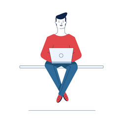 Cartoon man using laptop Royalty Free Vector Image