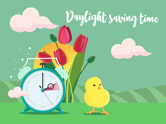 Daylight saving time banner clocks move forward Vector Image
