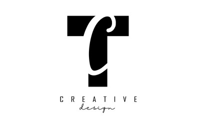 Tc modern letter logo design with swoosh Vector Image