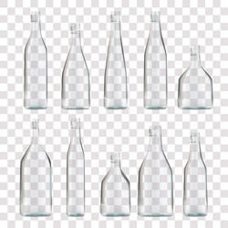 Brown beer bottle set realistic of two Royalty Free Vector