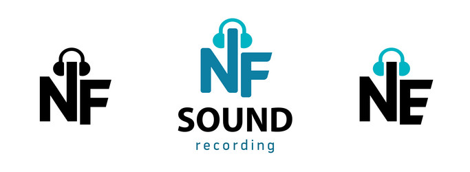 Music logo design element emblem monogram nf Vector Image