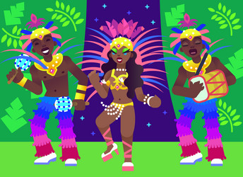 Brazilian samba dancers Royalty Free Vector Image