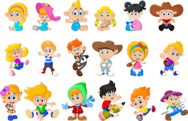 Happy little children having fun Royalty Free Vector Image