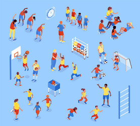 Isometric pe lesson compositions Royalty Free Vector Image