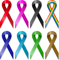 Pink Cancer Ribbons Set Royalty Free Vector Image