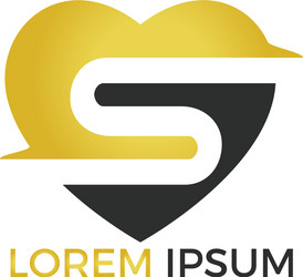 Letter s heart logo design Royalty Free Vector Image