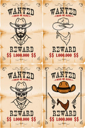 Reward poster western wanted dead or alive banner Vector Image