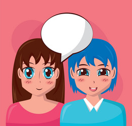 Anime girls talking Royalty Free Vector Image - VectorStock